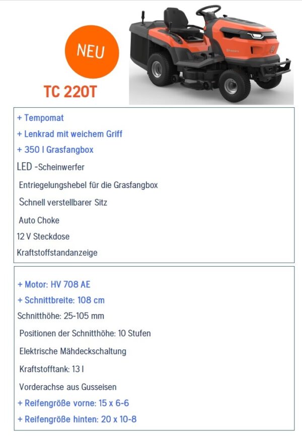 Rasentraktor Husqvarna TC 220T günstig kaufen von Werth Motorgeräte